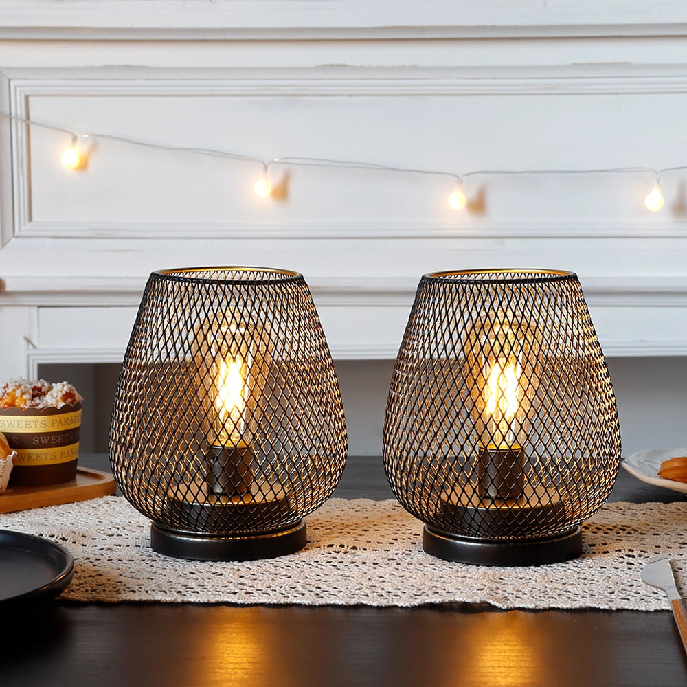 Set of 2- 6.5''H Metal Table Lamps (Brown)